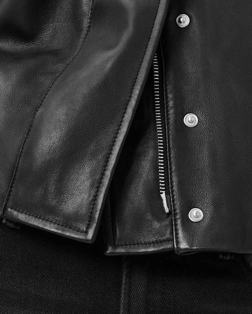 Ryder Funnel Neck Leather Jacket Black | ALLSAINTS